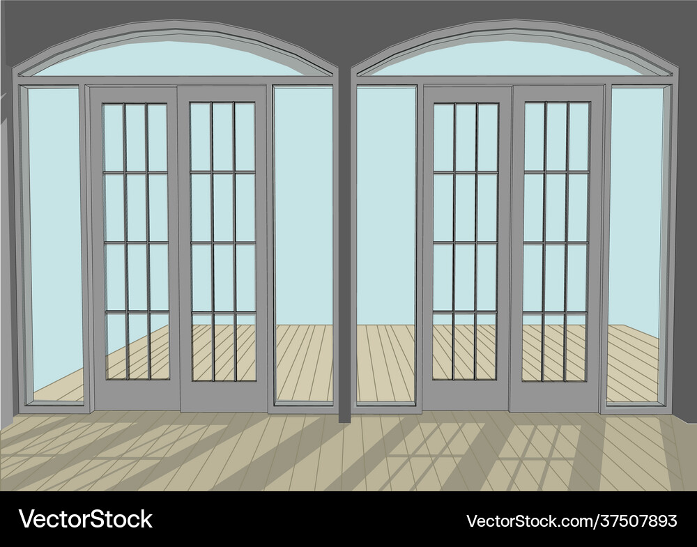 Wooden patio and doors Royalty Free Vector Image