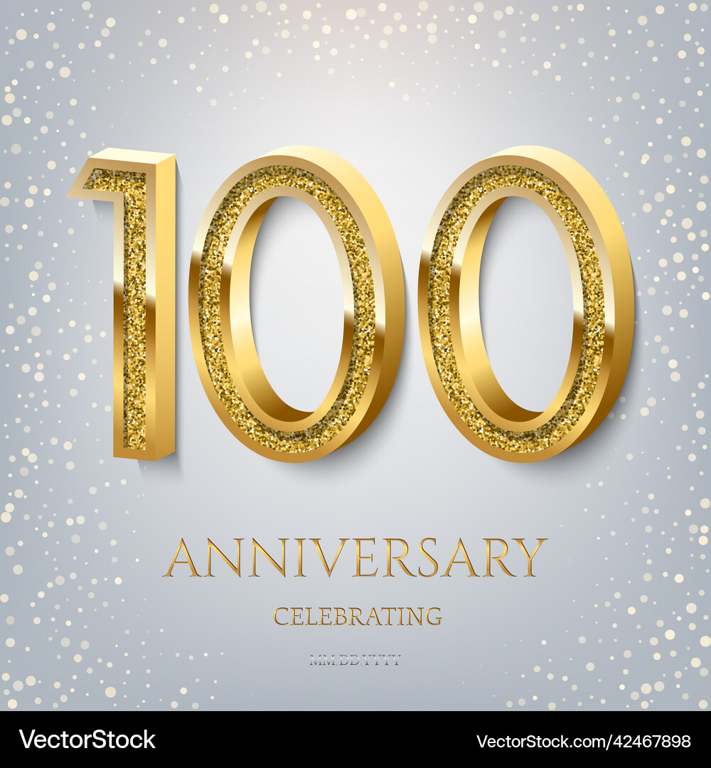100th anniversary celebrating golden text Vector Image