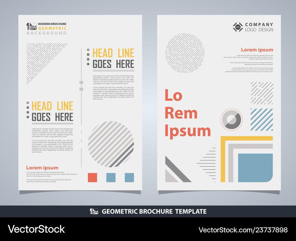 Abstract colorful geometric brochure with text Vector Image