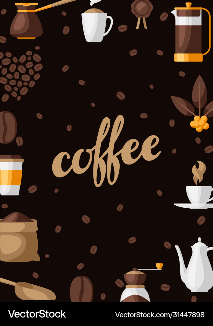 Background with coffee icons food Royalty Free Vector Image