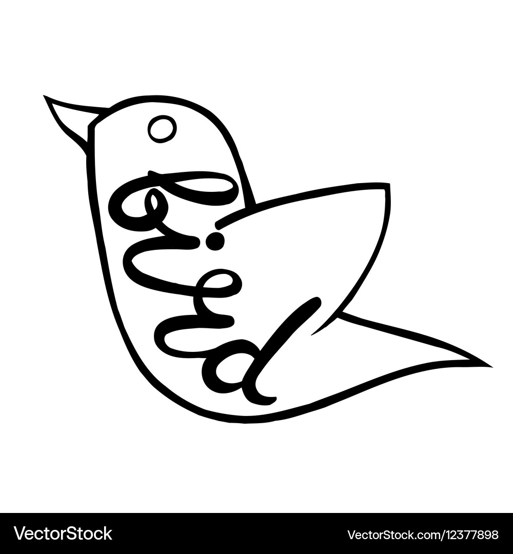 Bird with the inscription on body Royalty Free Vector Image