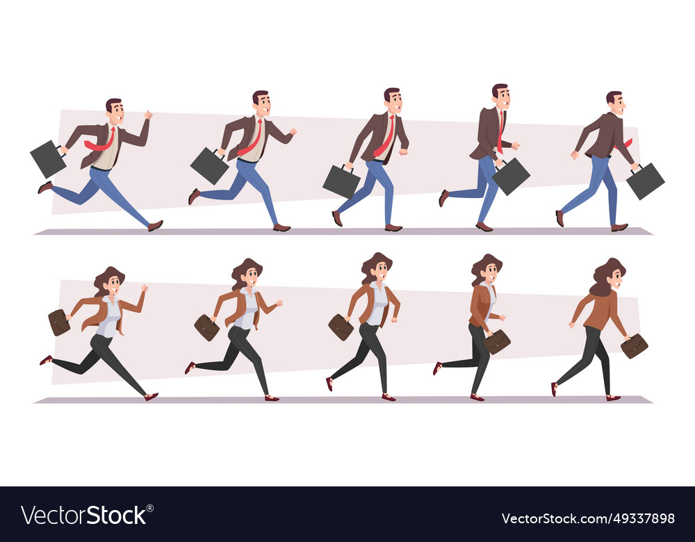 Businessman in action active hurry people running Vector Image