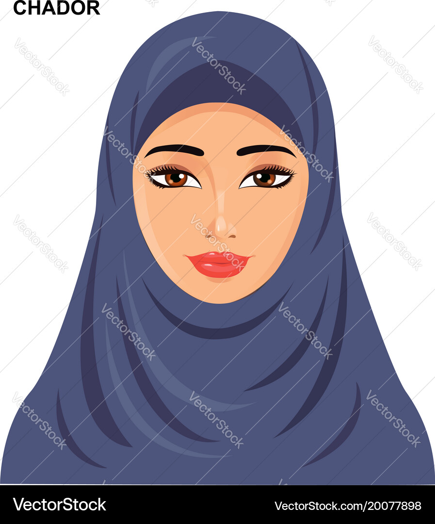 Chador headgear style beautiful Royalty Free Vector Image