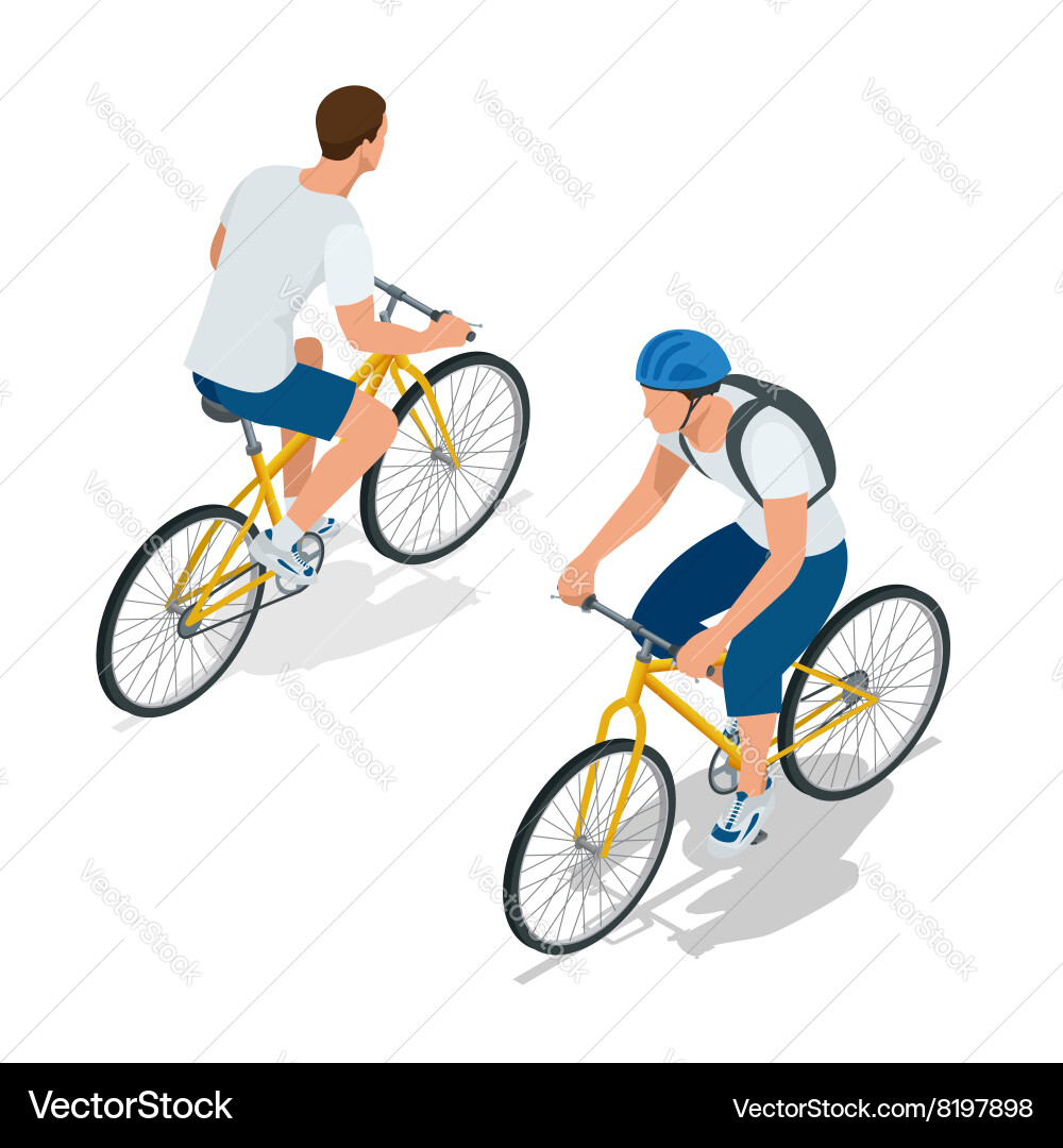 Cyclists on bikes people riding bikes bikers Vector Image