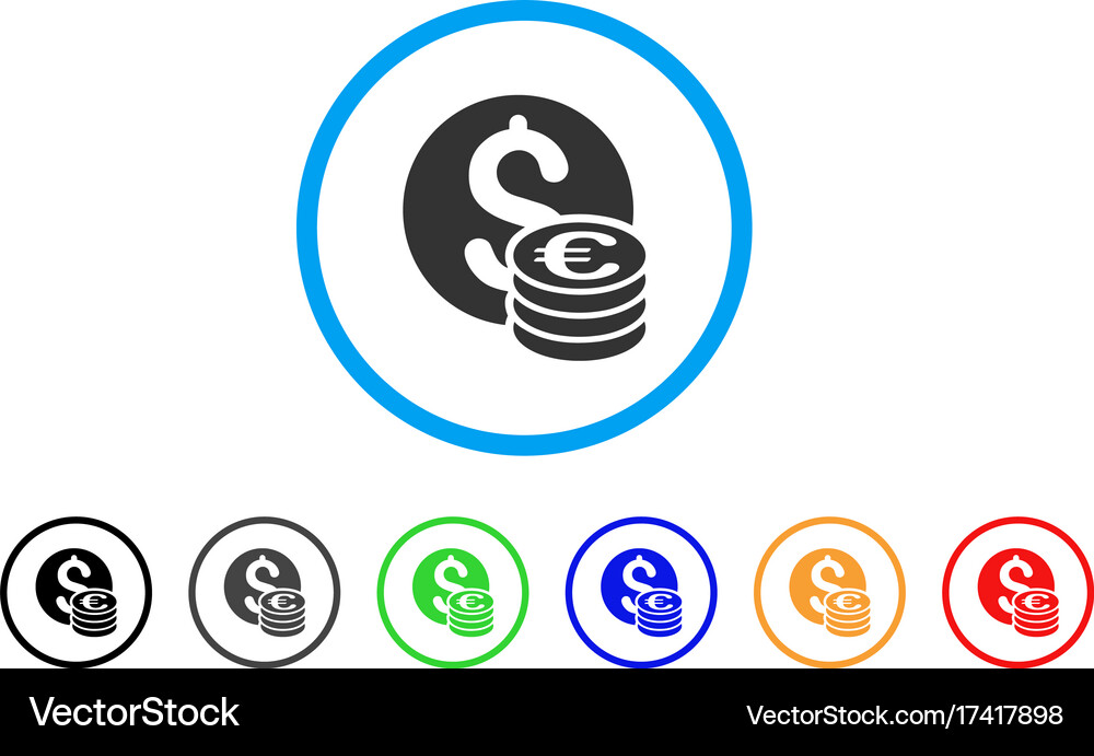 Dollar and euro coins rounded icon Royalty Free Vector Image