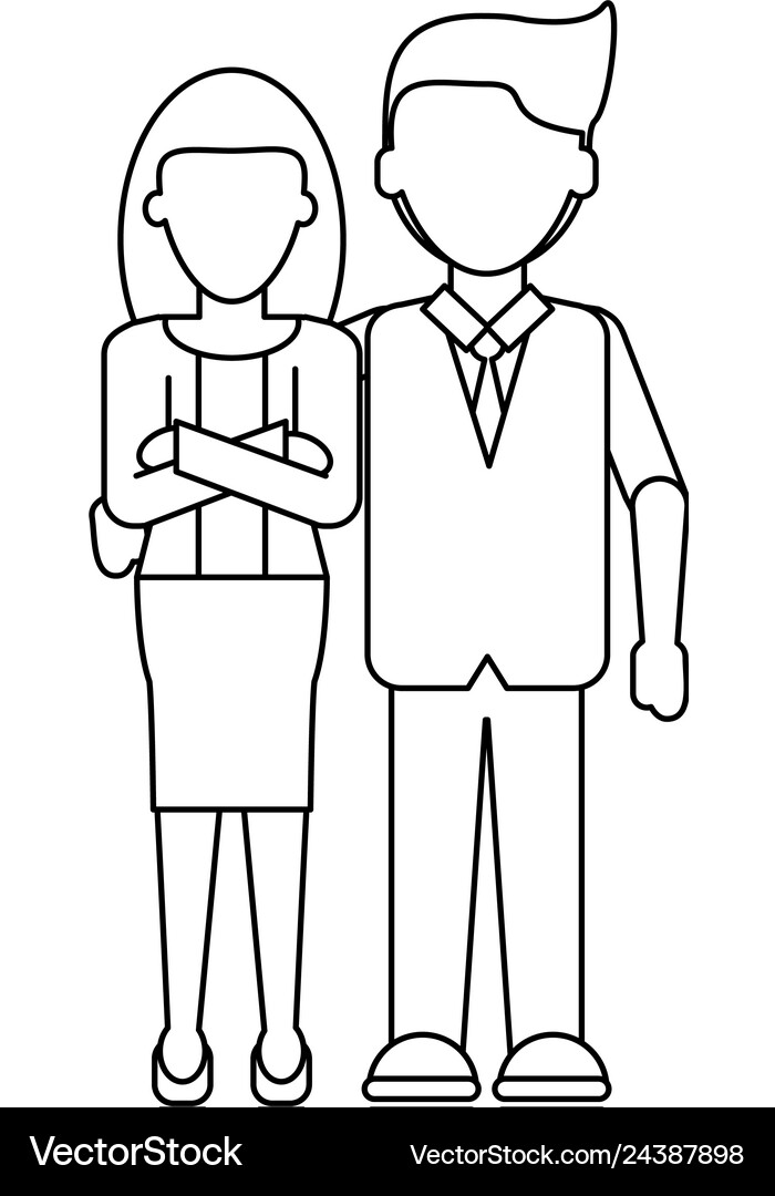 Executive couple cartoon faceless in black Vector Image