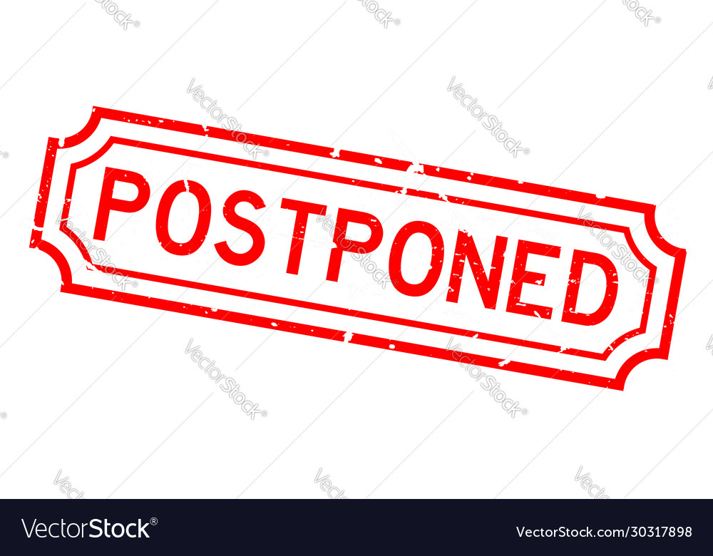 Grunge red postponed word rubber seal stamp on Vector Image
