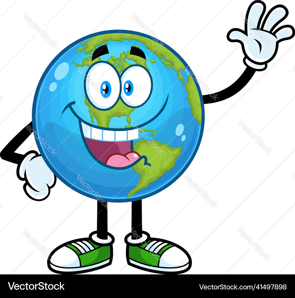 Happy earth globe cartoon character Royalty Free Vector