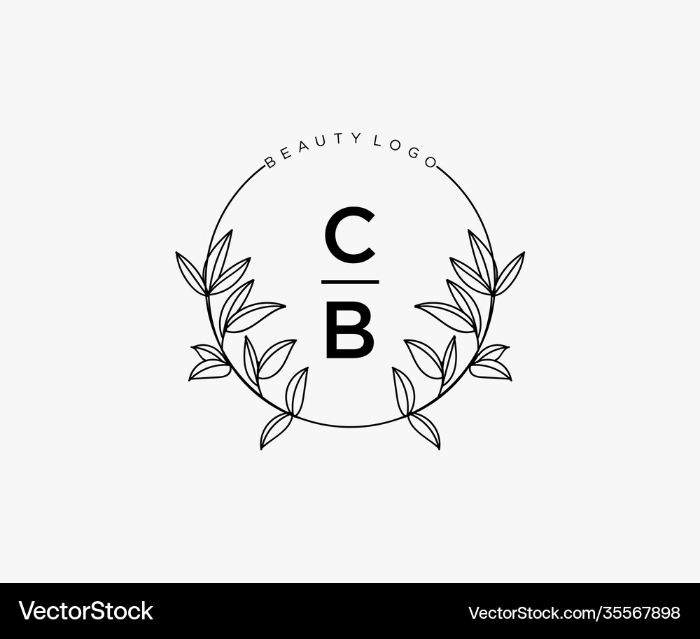 Initial cb letters beautiful floral feminine Vector Image