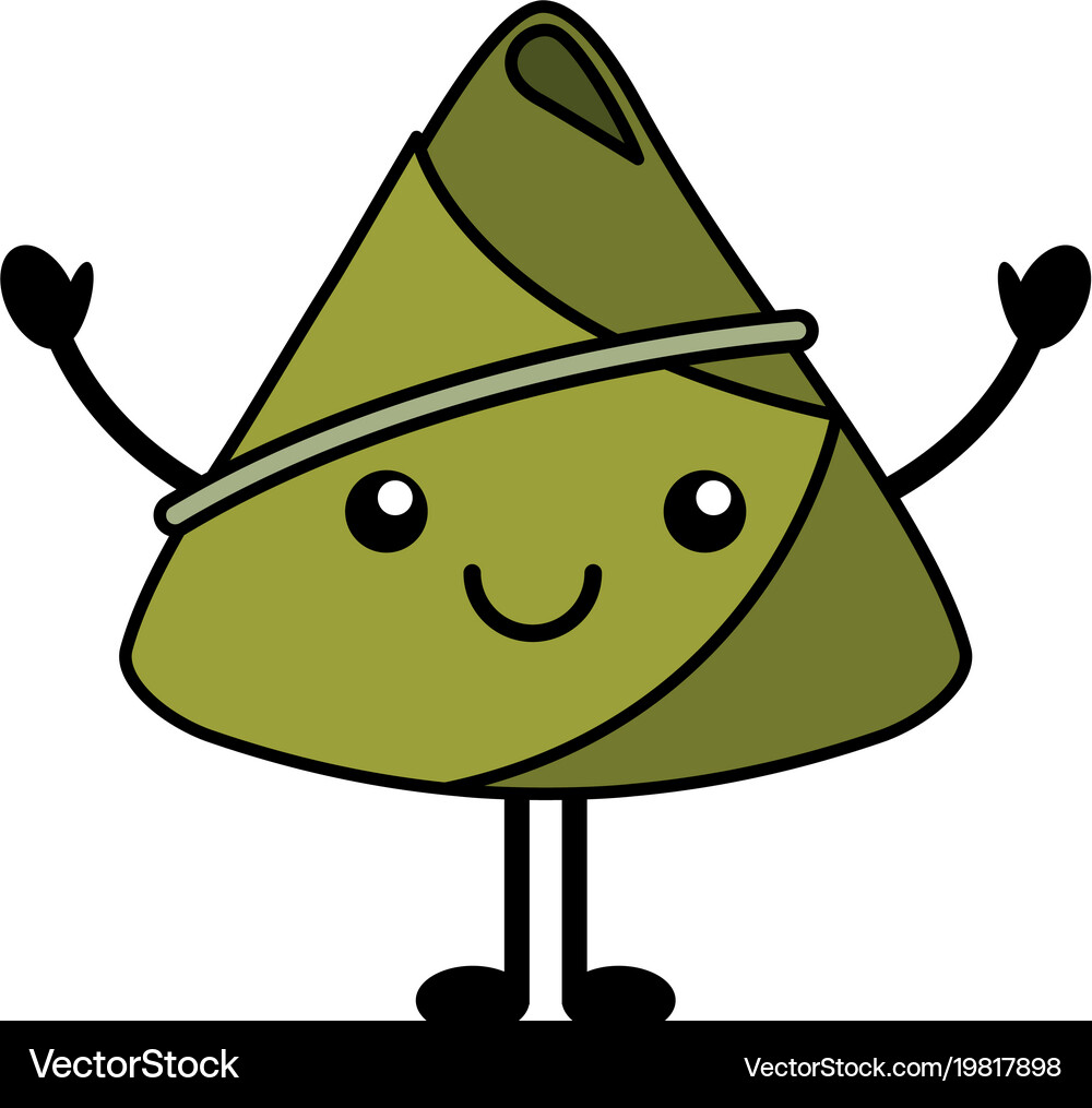 Kawaii happy rice dumpling cartoon Royalty Free Vector Image
