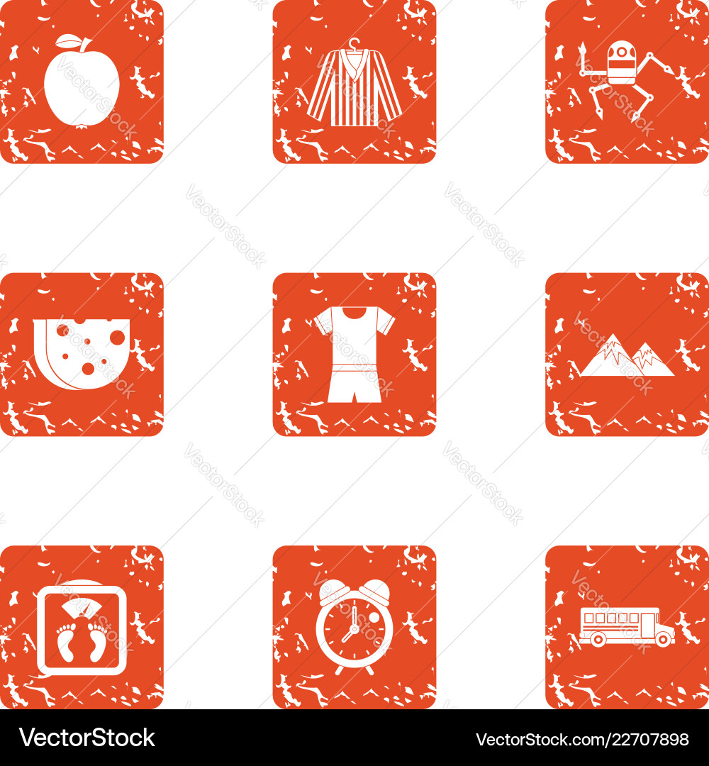 Matter icons set grunge style Royalty Free Vector Image