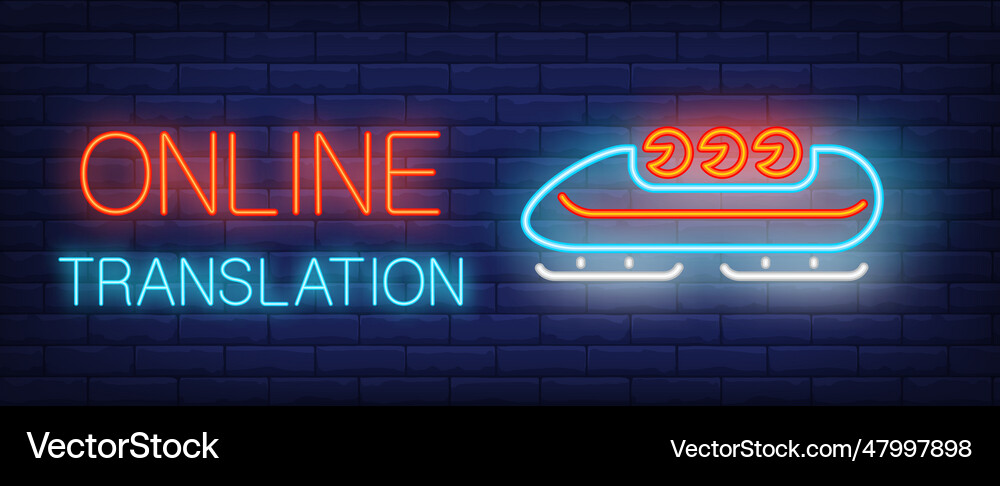 Online translation neon sign Royalty Free Vector Image
