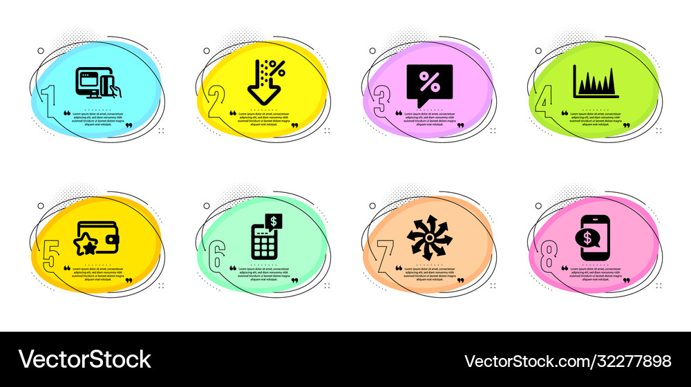 Phone payment calculator and versatile icons set Vector Image
