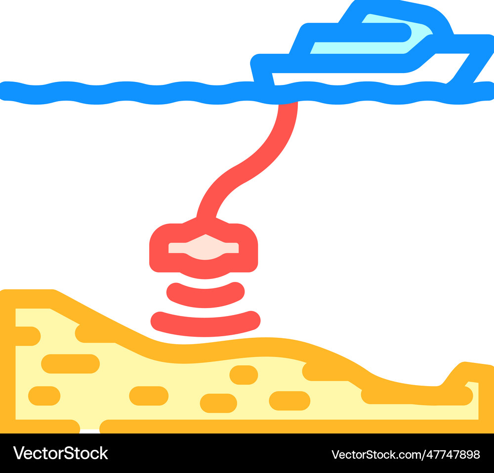 Seabed survey petroleum engineer color icon Vector Image