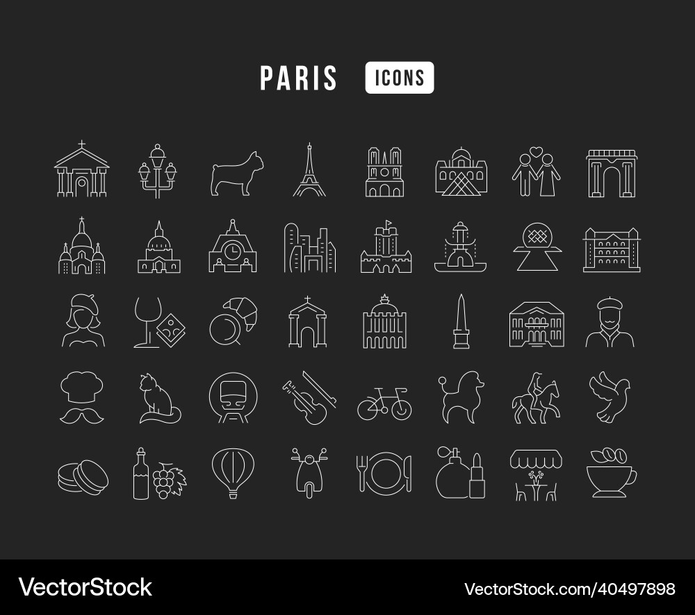 Set of linear icons paris Royalty Free Vector Image