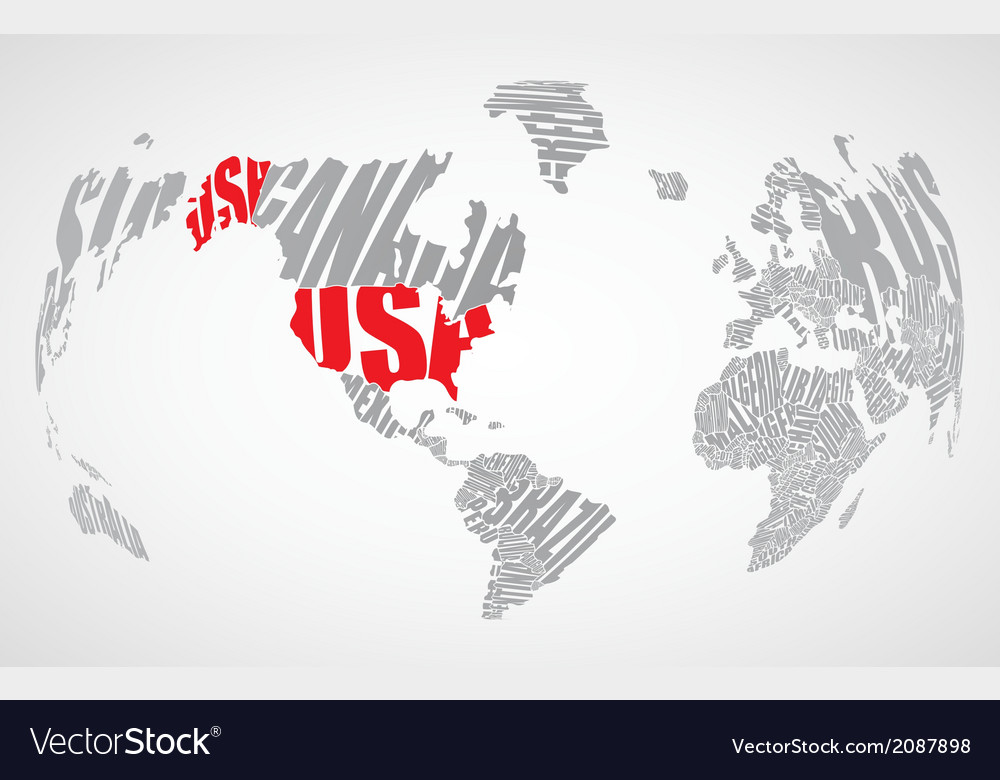 Text world map Royalty Free Vector Image - VectorStock