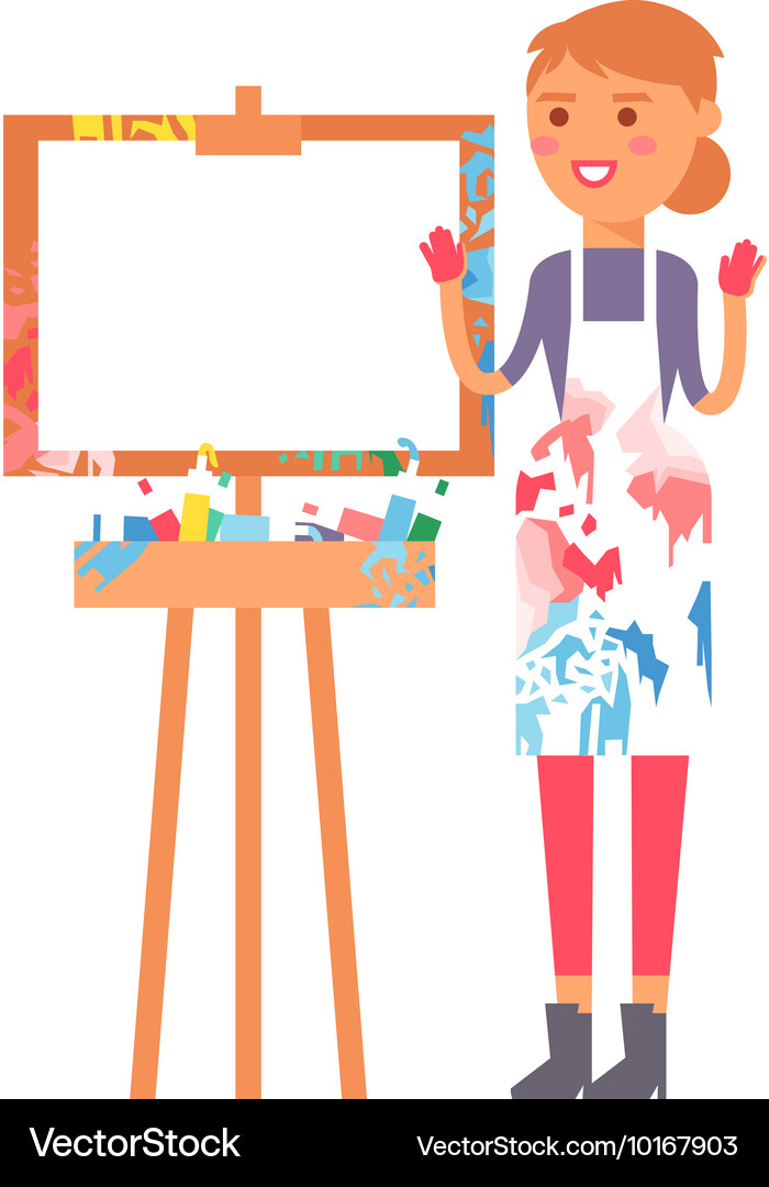 Artist creative girl character Royalty Free Vector Image
