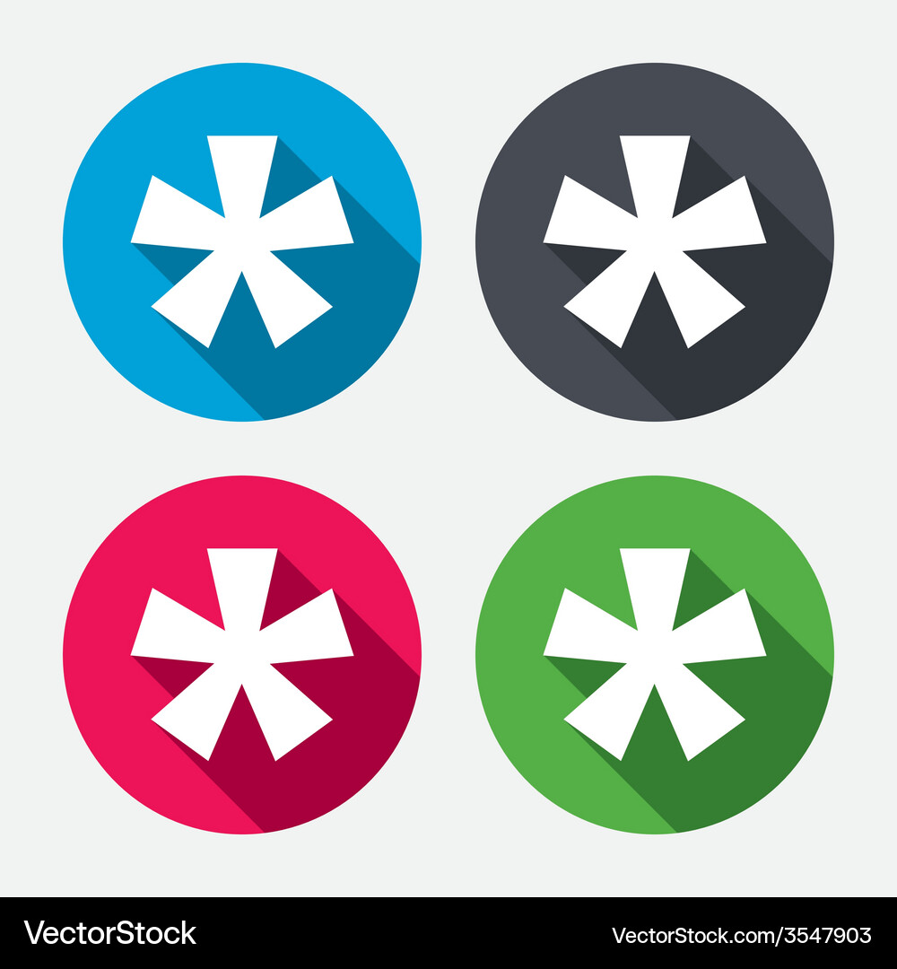 Asterisk footnote sign icon star symbol Royalty Free Vector