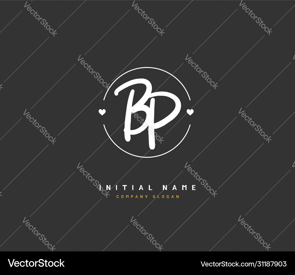 B p bp beauty initial logo handwriting logo Vector Image