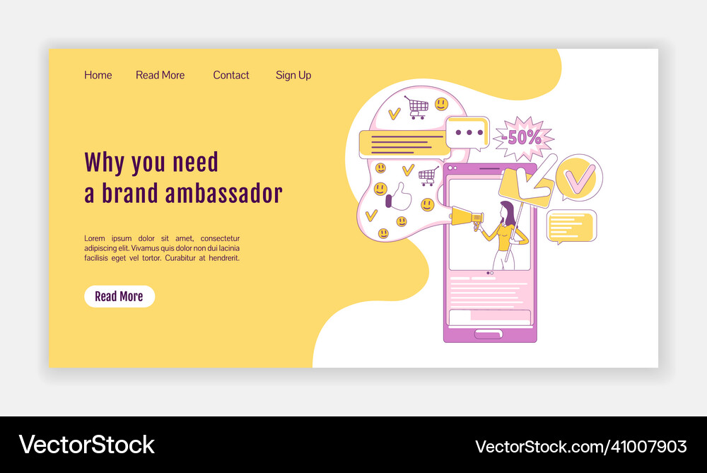 Brand ambassador landing page flat silhouette Vector Image