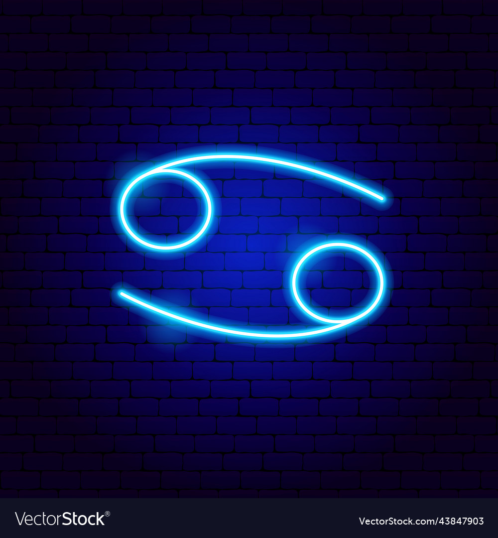Cancer Zodiac Neon Sign Royalty Free Vector Image