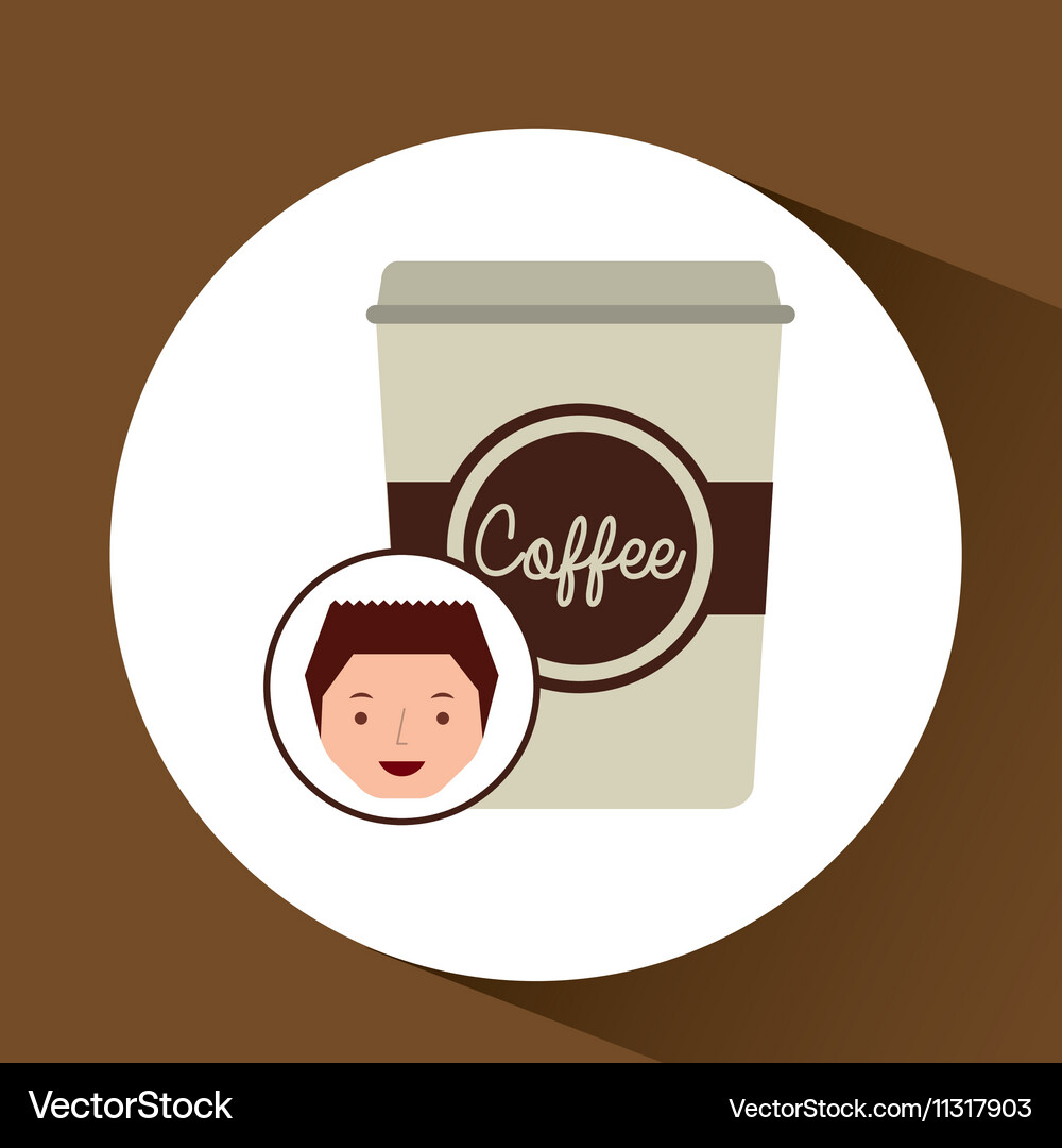 Cartoon guy with cup white coffee design icon Vector Image
