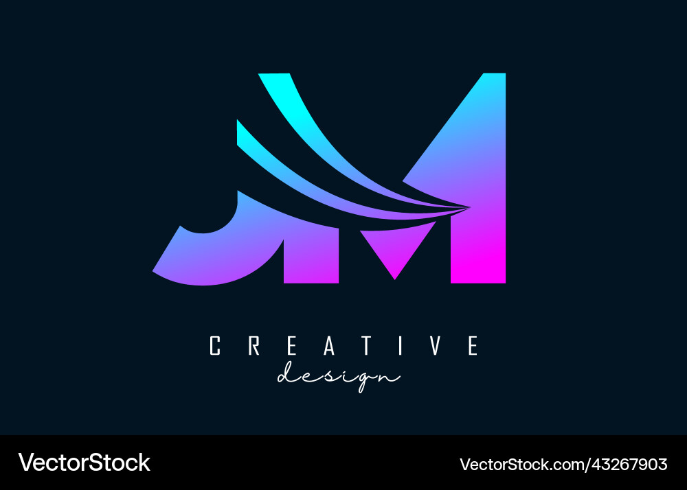 Creative colorful letters jm j m logo Royalty Free Vector