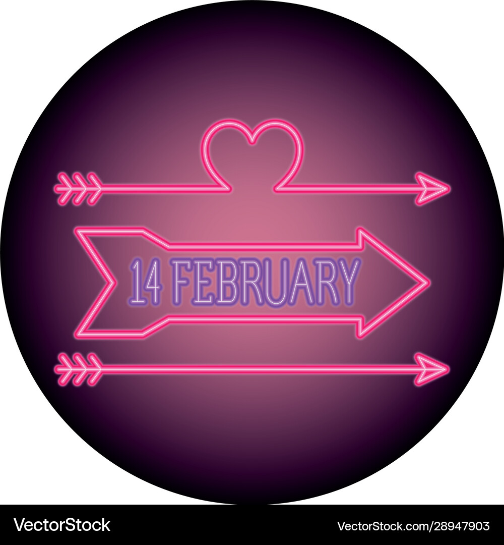 February 14 label in neon light valentines day Vector Image