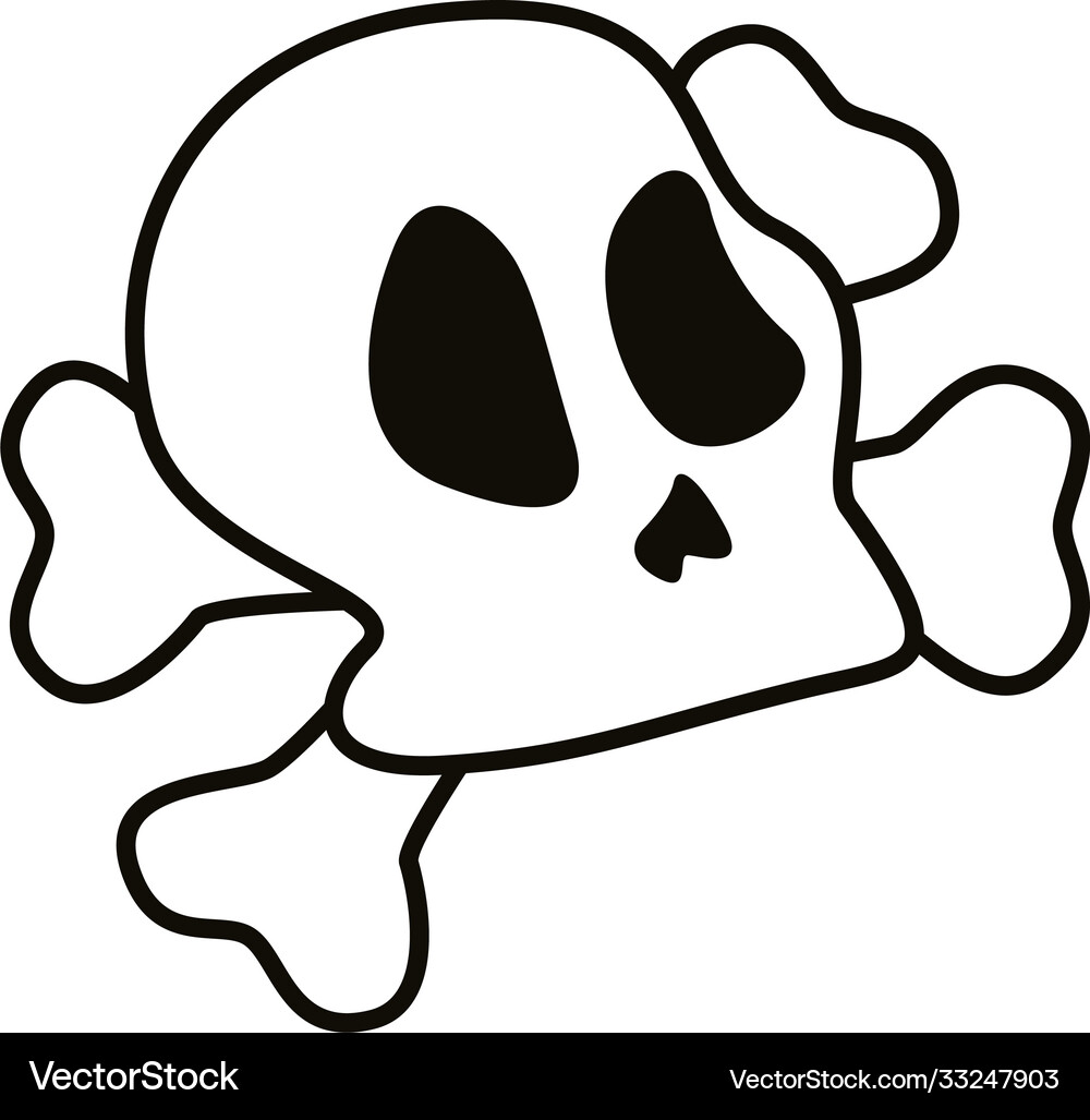 Halloween skull with bones crossed line style Vector Image