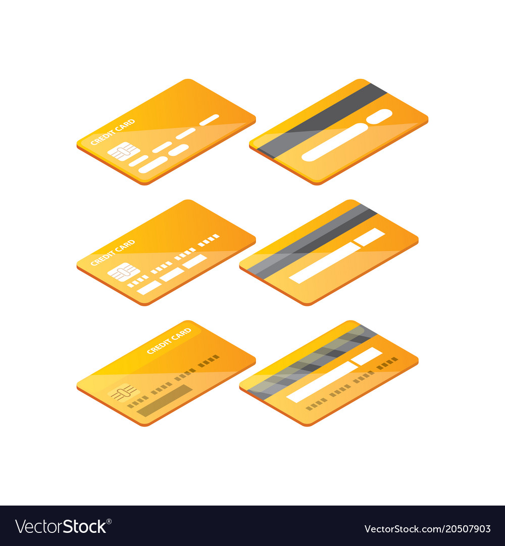 Isometric credit card icon set isolated on white Vector Image