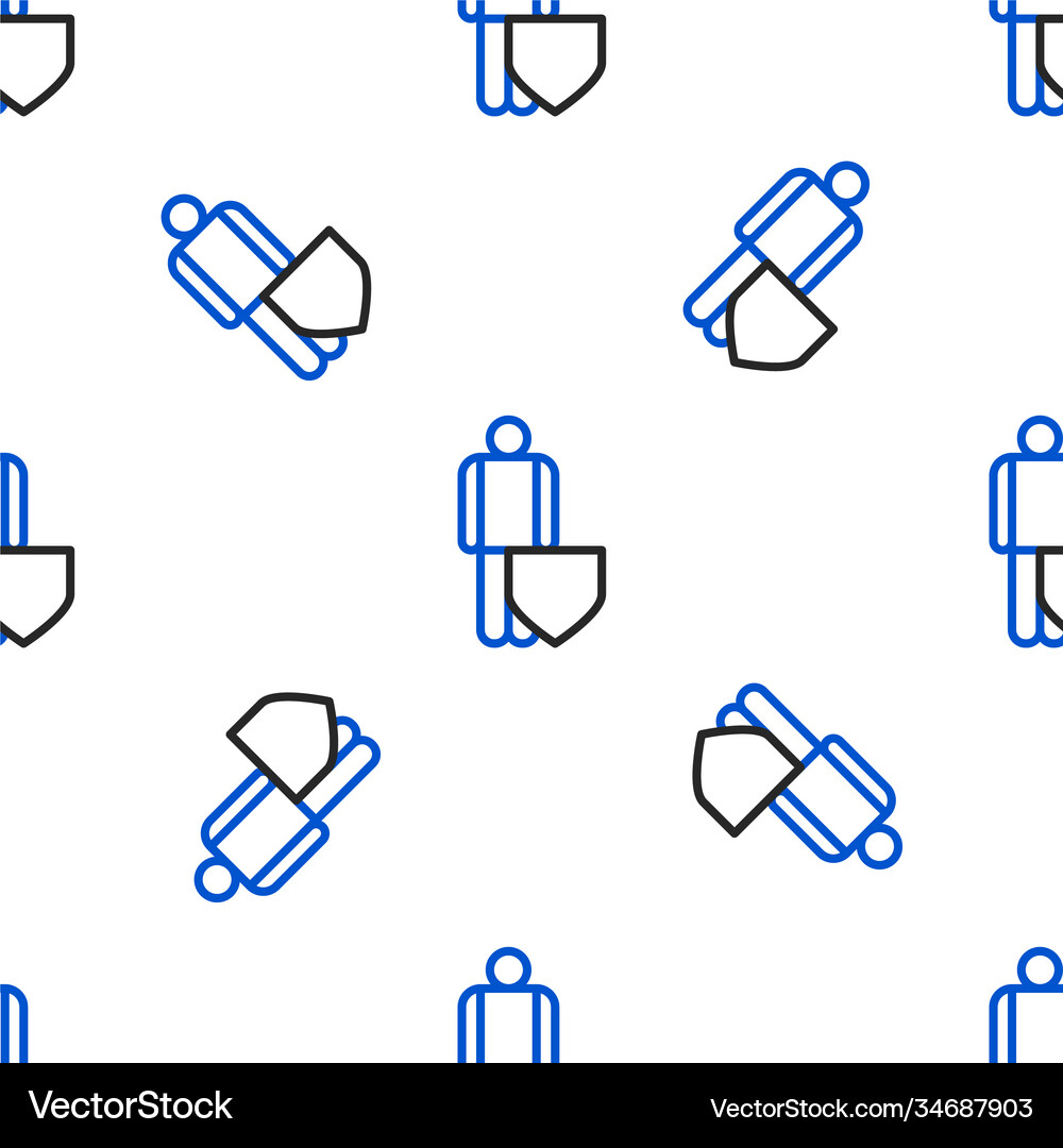 Line life insurance with shield icon isolated Vector Image