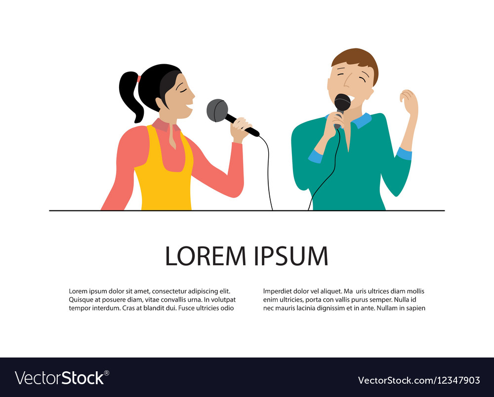 Man And Woman Singing Into Microphone Royalty Free Vector