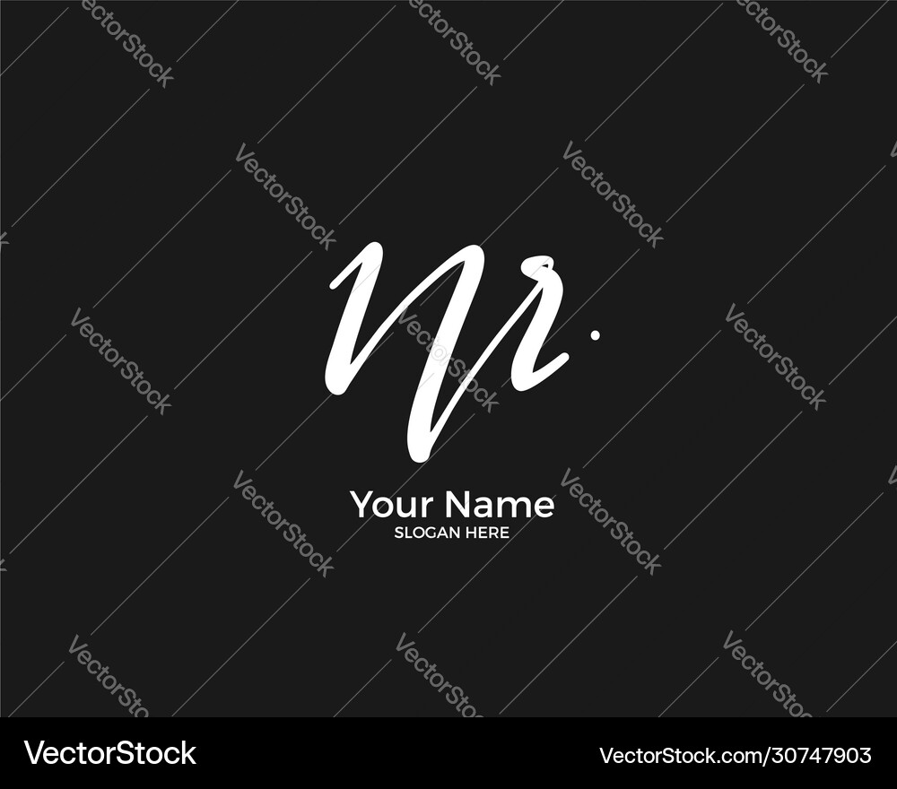 N r nr initial logo signature handwriting Vector Image