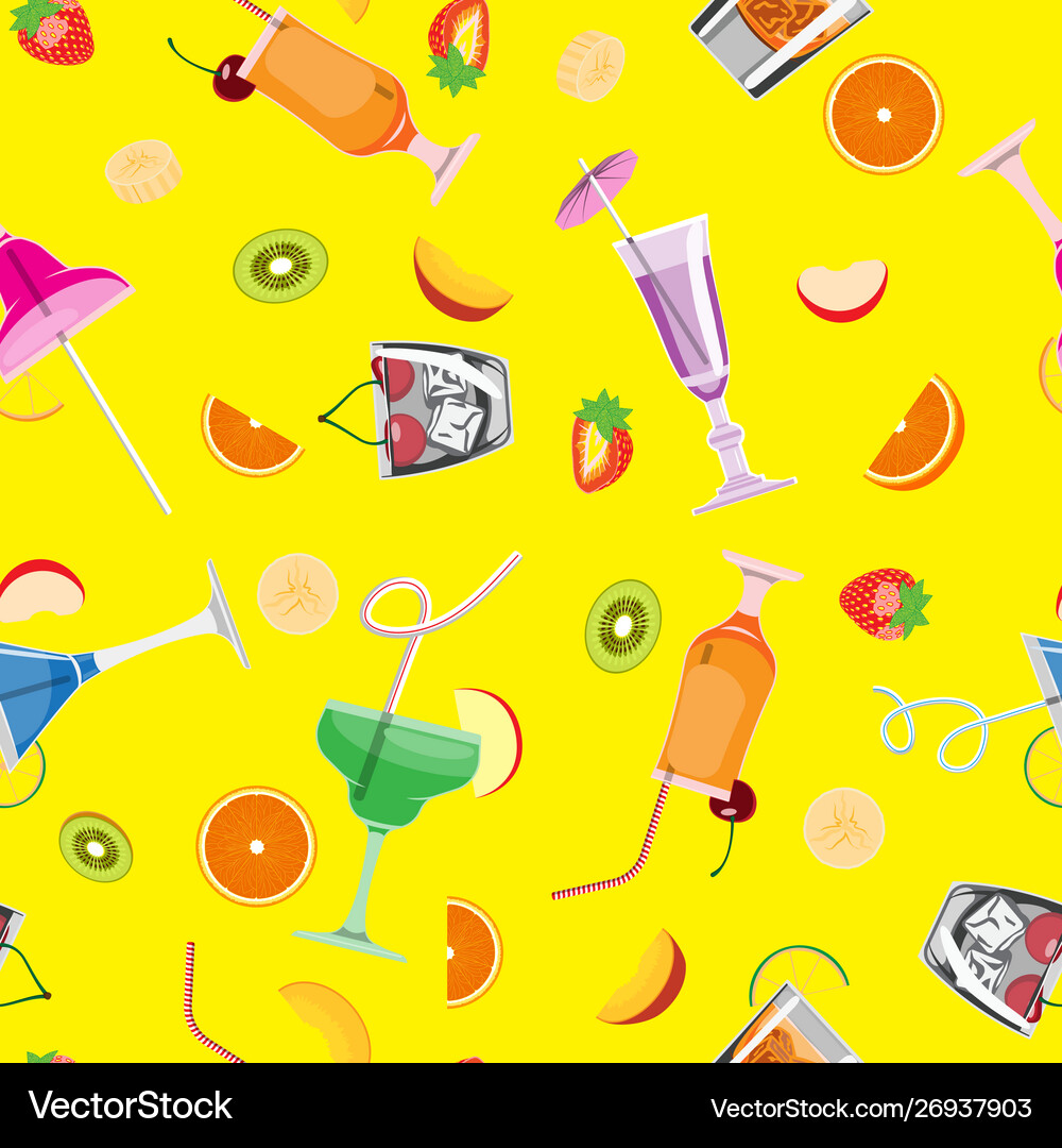 Seamless background with cocktails and drinks Vector Image
