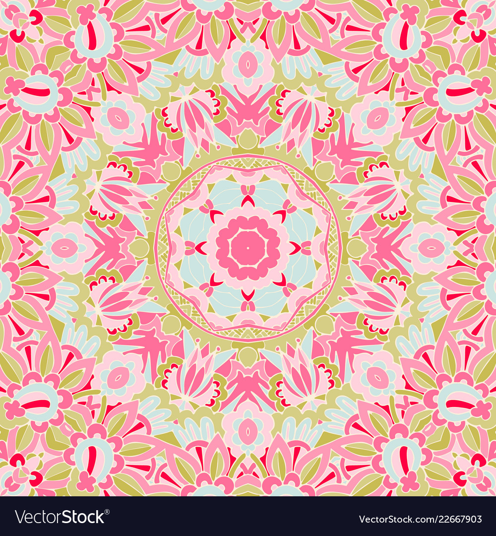 Seamless pink floral background with abstract Vector Image