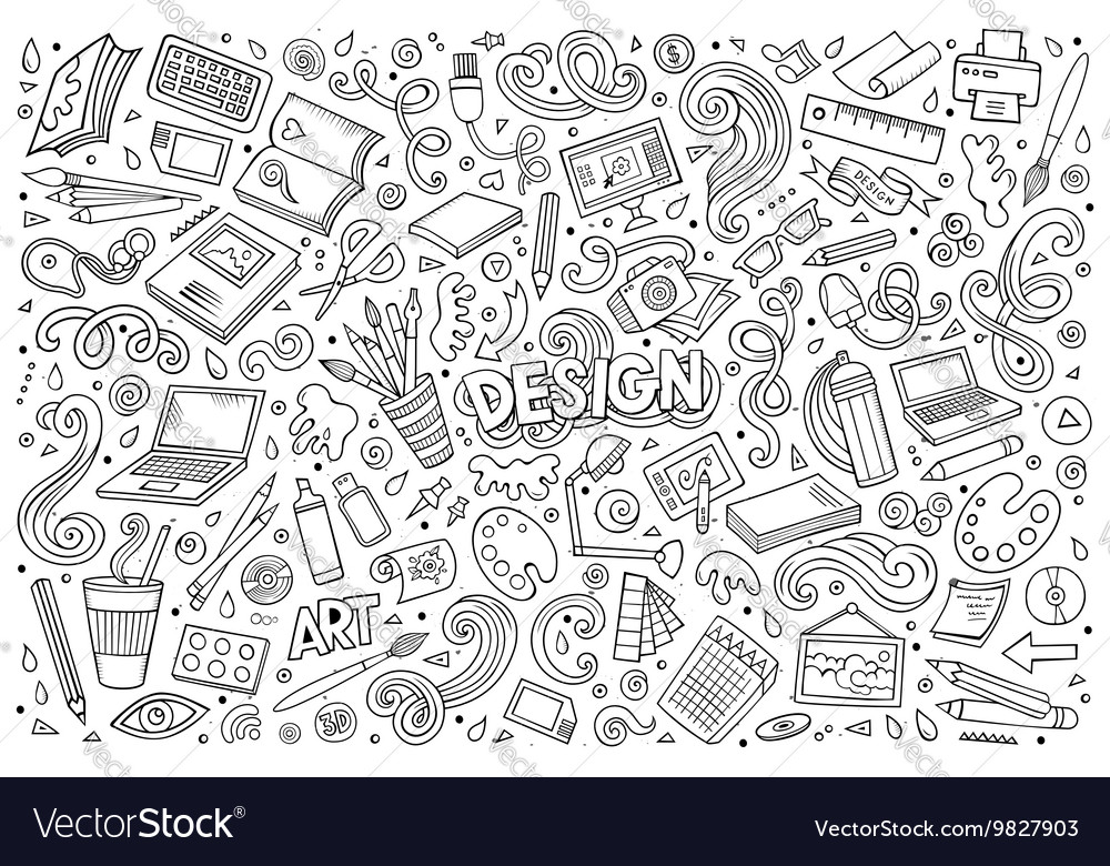 Set design theme items Royalty Free Vector Image