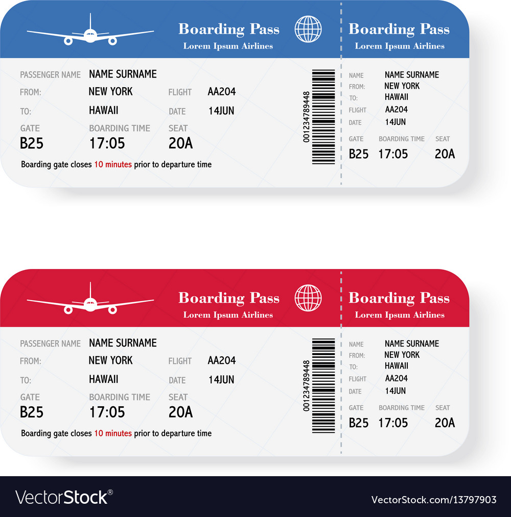 Set Of The Airline Boarding Pass Tickets With Vector Image iezPicz 