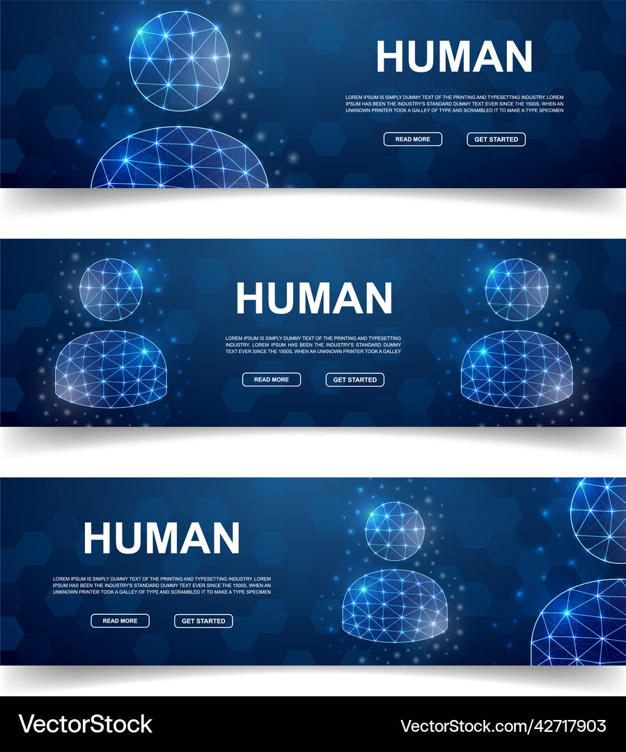 Set of three user avatar horizontal banners Vector Image