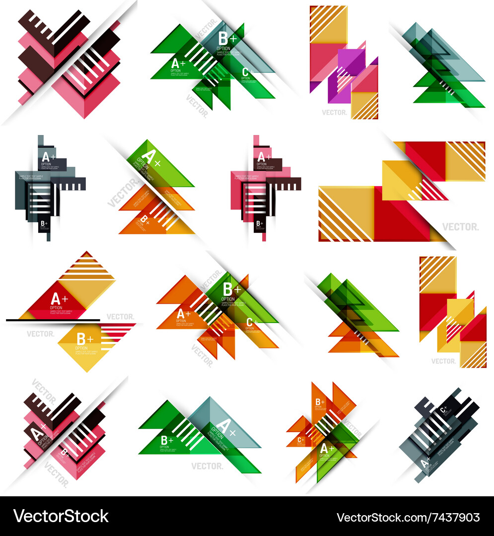 Set paper design style geometrical banners Vector Image