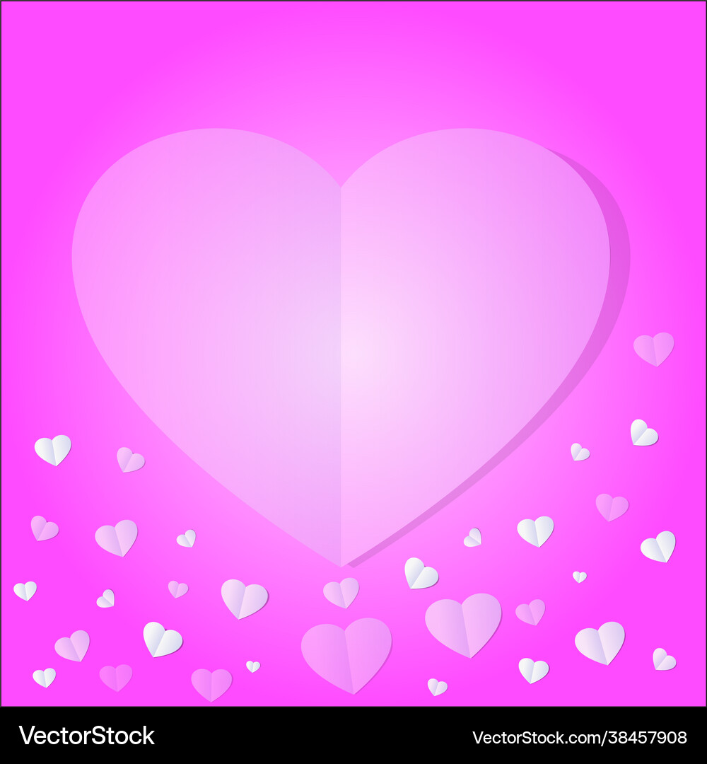 Abstract valentines paper heart on pink background