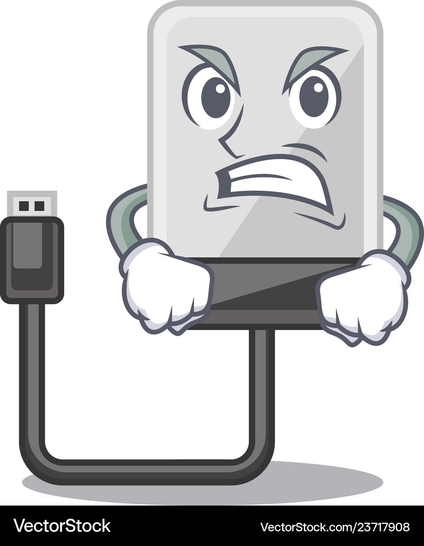 Angry hard drive isolated on the characters Vector Image