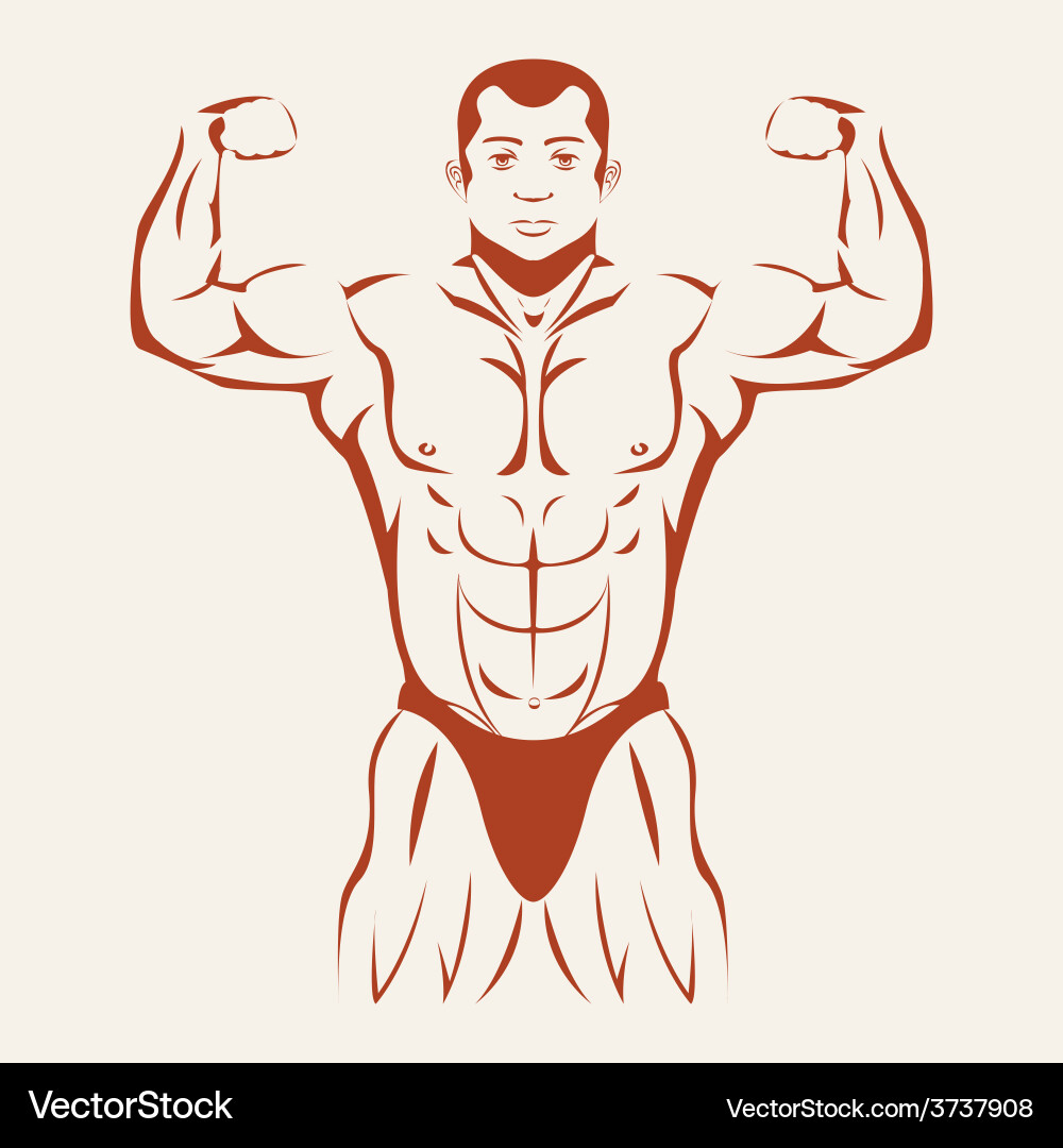 Bodybuilding and powerlifting Bodybuilder showing Vector Image