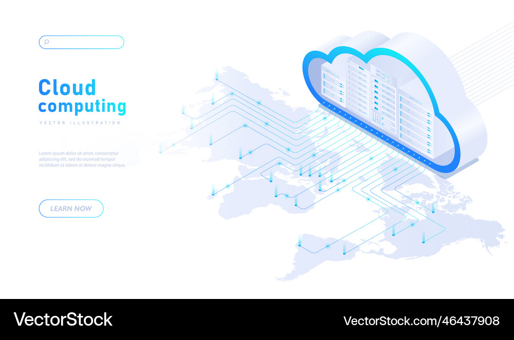 Cloud computing white banner Royalty Free Vector Image