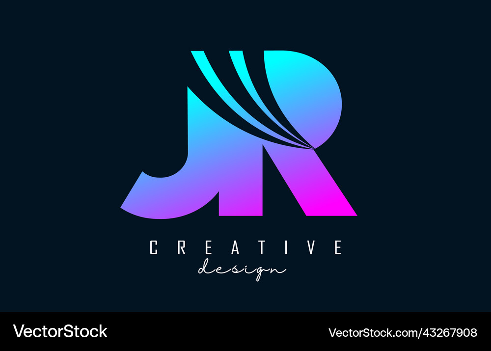 Creative colorful letters jr j r logo Royalty Free Vector