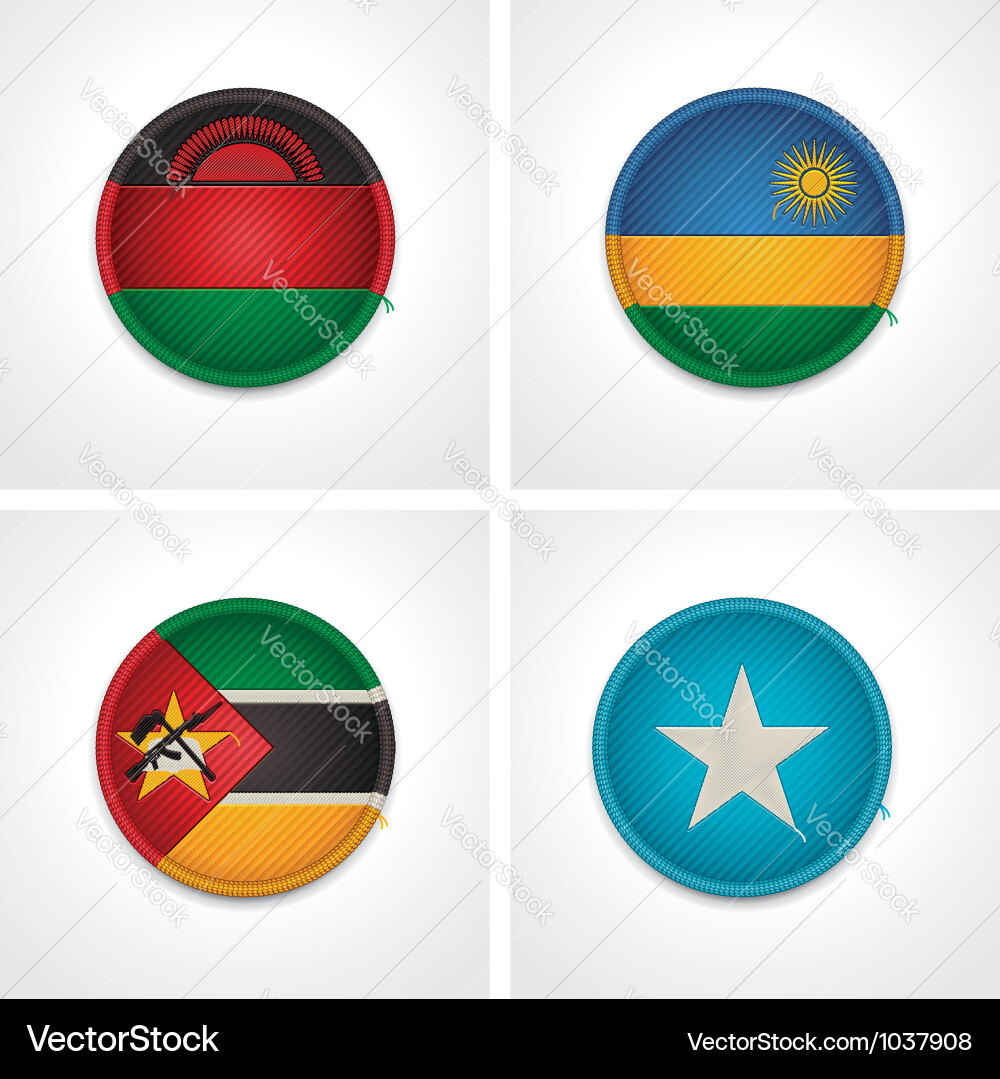 Flags of countries as fabric badges Royalty Free Vector