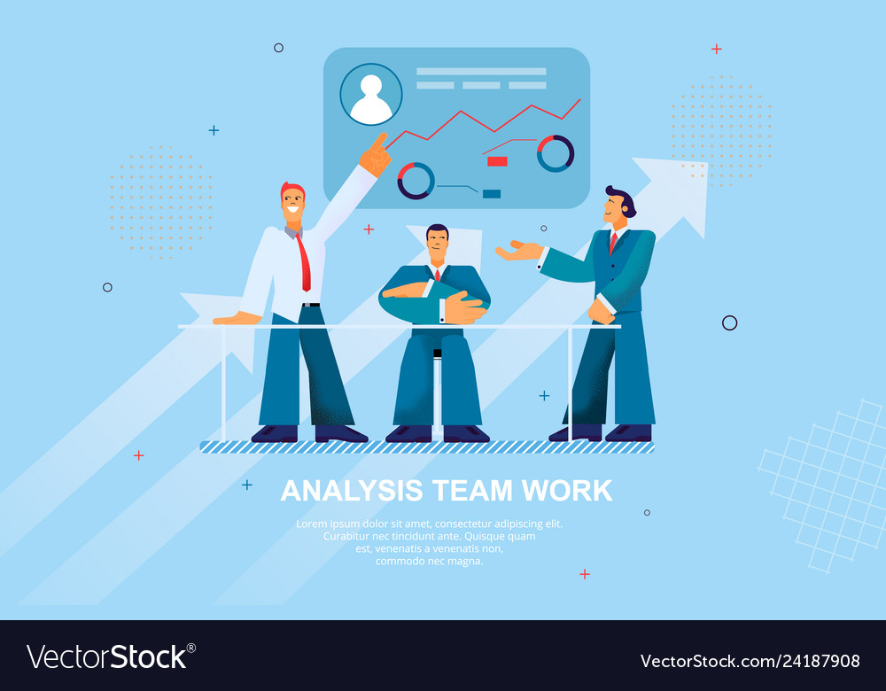 Flat banner analysis team work Royalty Free Vector Image