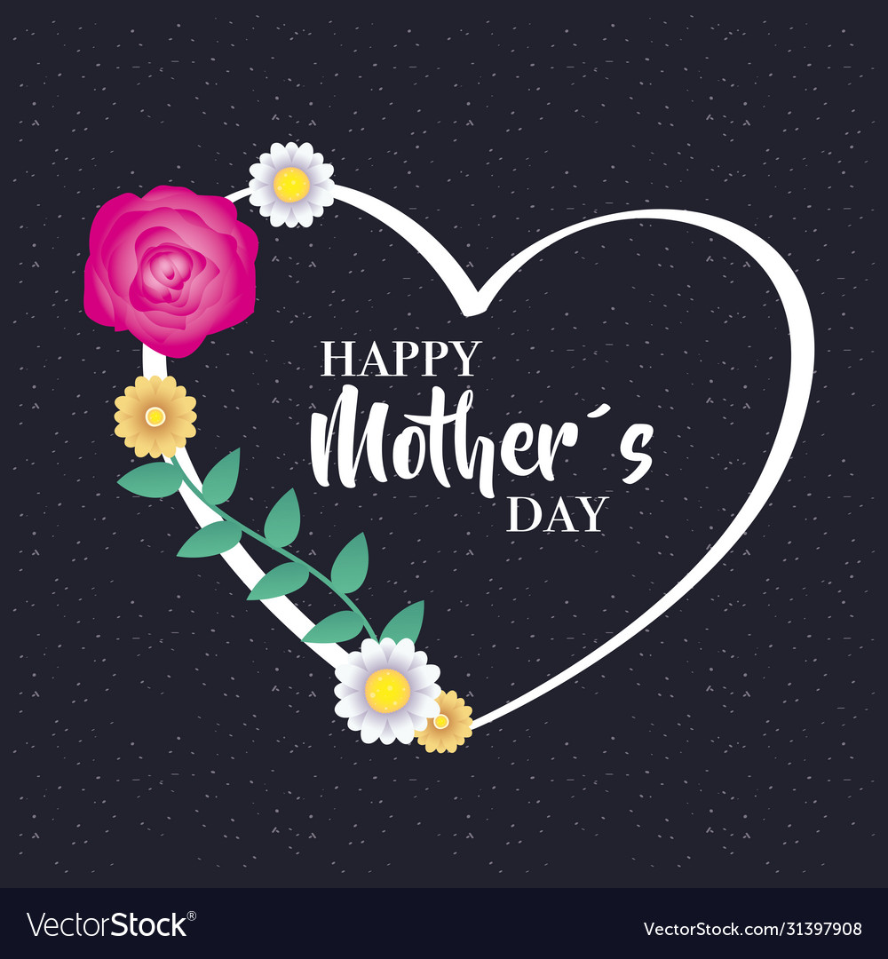 Happy mothers day card with floral heart frame Vector Image