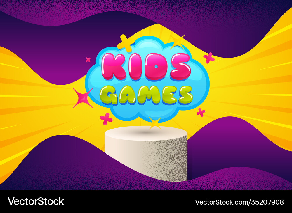 Kids games sticker fun playing zone banner Vector Image