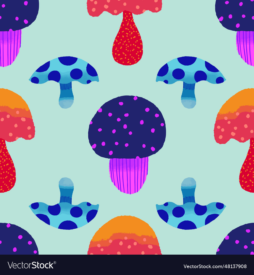 Magical mushrooms seamless pattern design Vector Image