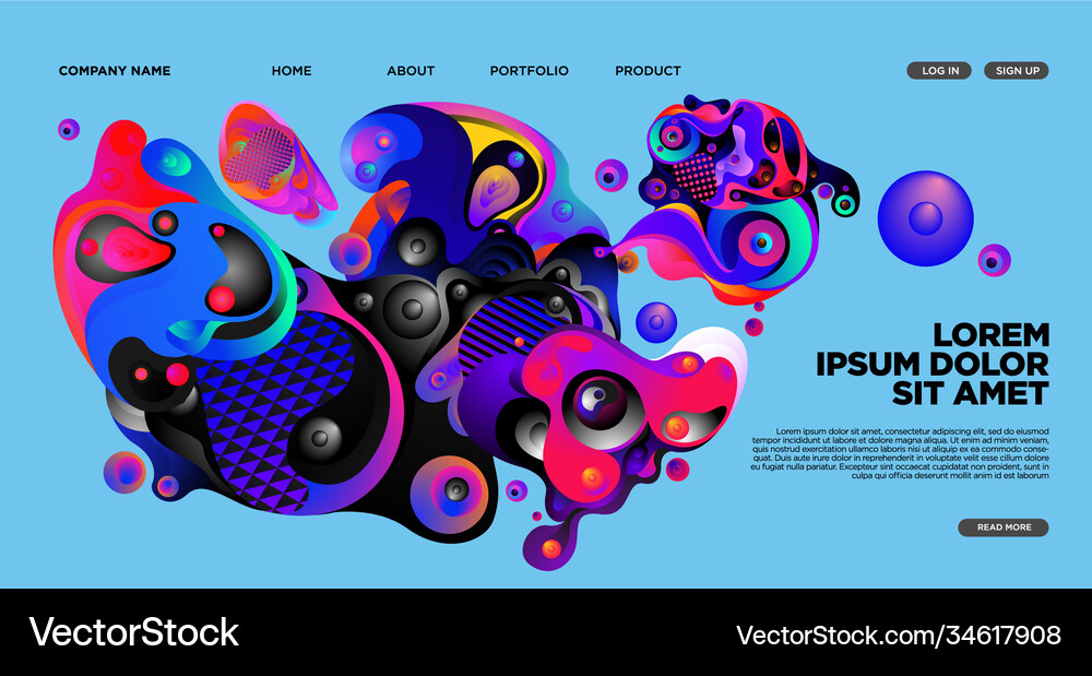 Modern abstract fluid colorful landing page Vector Image